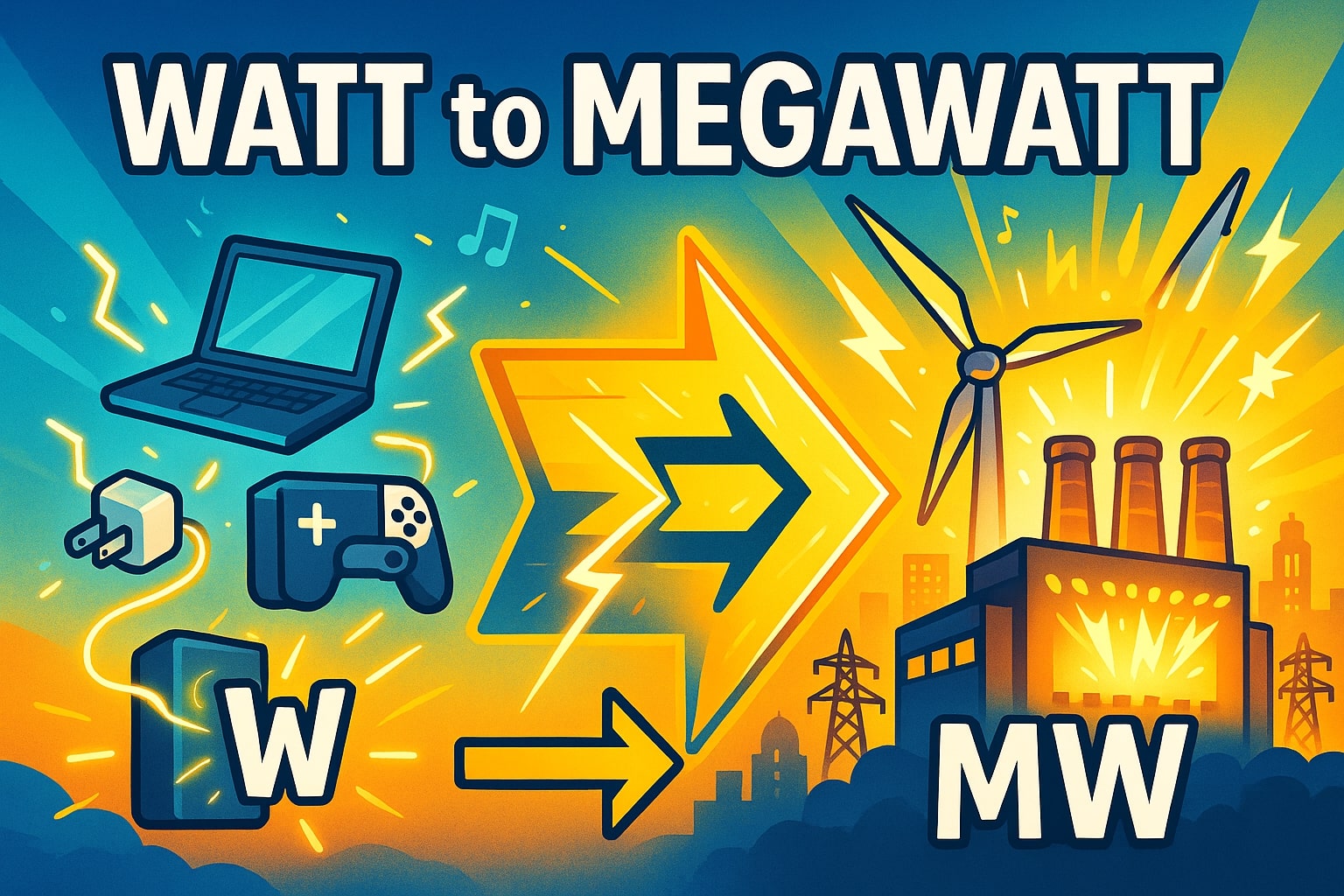 Convertisseur de Watts en Mégawatts - JetCalculator